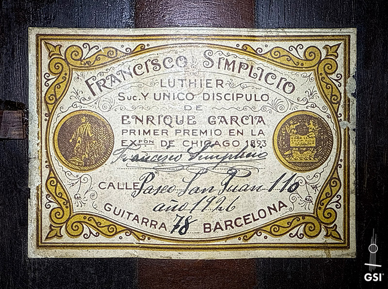 1926 Francisco Simplicio SP/CSAR Guitar | GSI