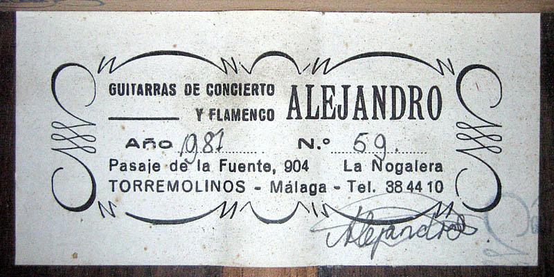 1981 Alejandro "Negra" SP/IN Guitar | GSI